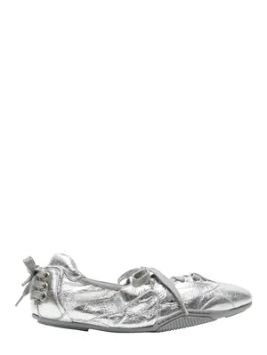 Acne Studios Lace-up Leather Ballet Flats - Silver