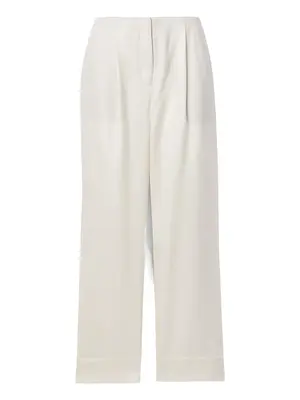 INTERIOR Pleated Wool-blend Twill Pants - Ivory