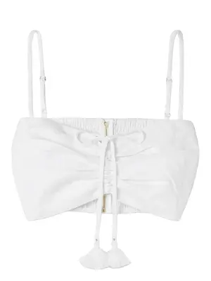 Cara Cara Maidstone Cropped Linen Top - White