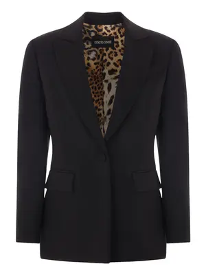 Roberto Cavalli Single-breasted Cady-texture Blazer - Black