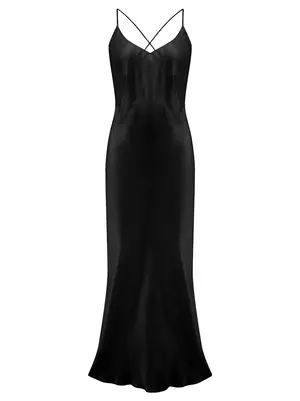 FLEUR OF ENGLAND Silk Slip Dress - Black