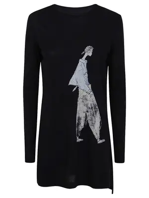 Yohji Yamamoto Graphic-print Mini Dress - Black