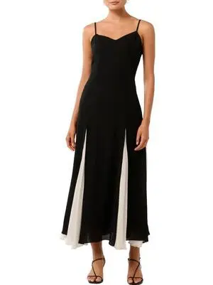 EVER NEW Dahlia Contrast Godet Pleat Gown - Black/white