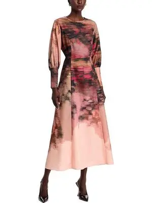 Misook A-line Maxi Dress - Rose Bud/multi