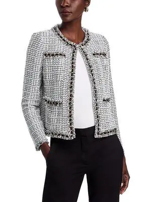 Misook Textured Knit Jacket - White/black