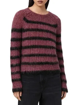ALLSAINTS Riga Striped Sweater - Raspberry