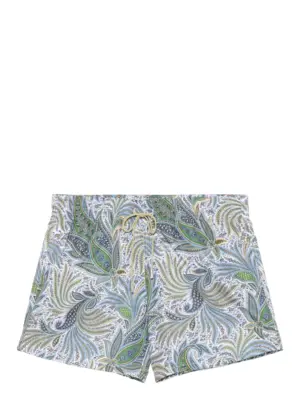 Etro Leaf-print Swim Shorts - Blue