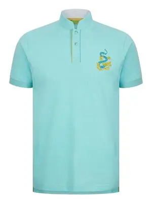 Shanghai Tang Dragon-embroidered Polo Shirt - Blue