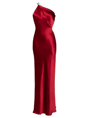 Michelle Mason Michelle Mason Asymmetrical Silk Gown Red