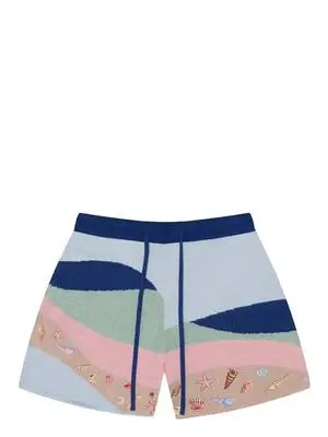 MAVRANS Beach House Jacquard Sweater Shorts - Blue Multi