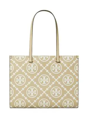 Tory Burch T Monogram Embossed Leather Tote - Beige
