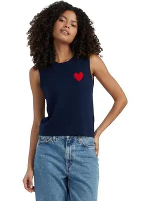 Chinti & Parker Pure Merino Heart Breton Tank - Navy