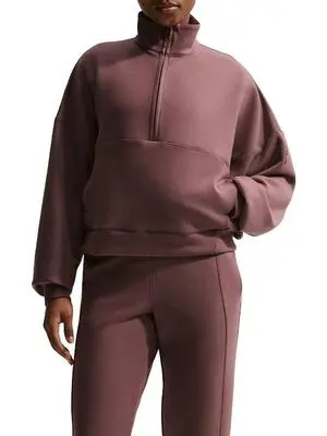 Nike 24.7 Dri-fit Oversized Half-zip Top - 502 Tattoo/burgundy Crush