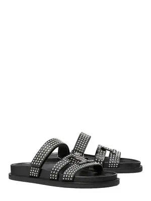 Tory Burch Ines Studded Slides - Perfect Black