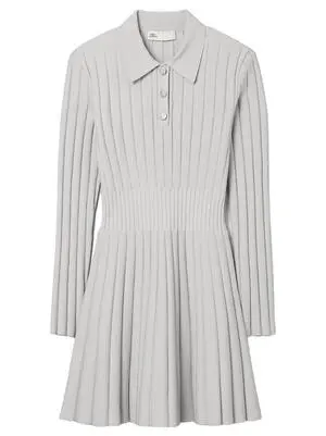 Tory Burch Viscose Knit Polo Mini Dress - Dewy Gray