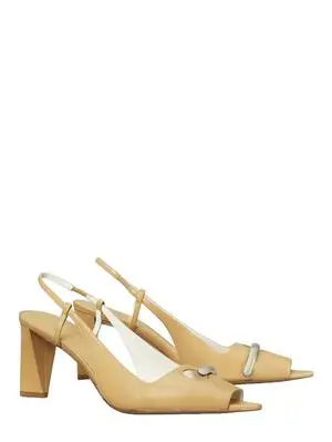 Tory Burch Pierced Peep-toe Slingback - Cantucci/gold