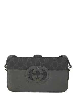 Gucci Gg Supreme Canvas Padlock Crossbody Bag - Grey