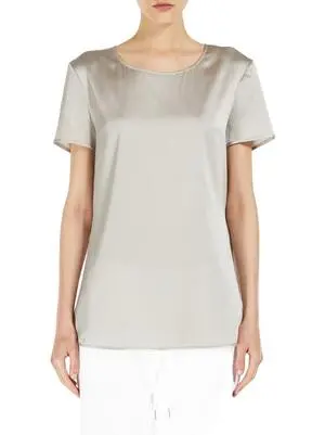 MM BY MAX MARA Mm Cortona Stretch Silk Top - Pearl Grey