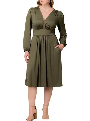 KIYONNA Diana Long Sleeve Dress - Olive