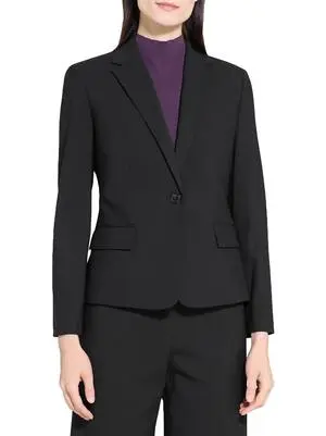 Theory Slim Fit Stretch Wool One Button Blazer - Black