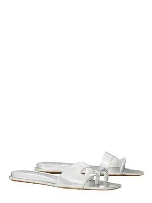 Tory Burch Pierced Slide Sandal - Bright Silver / Silver