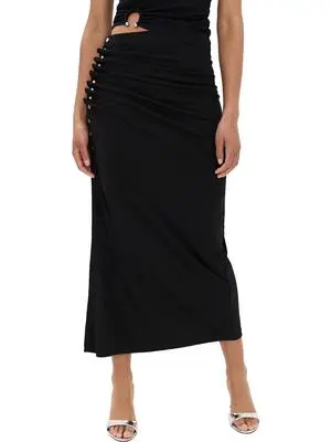 Rabanne Long Draped Skirt - Black
