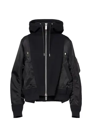 Sacai Paneled Zip-up Hoodie - Black