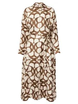 Max Mara Ileana Printed Silk Twill Shirt Dress - White
