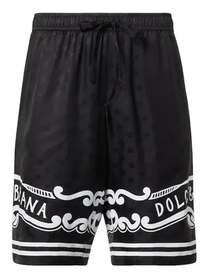 Dolce & Gabbana Paisley Silk Twill Bermuda Shorts - Black