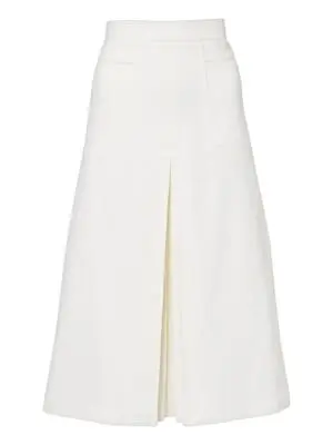 Max Mara Renoir Pleated Cotton Midi Skirt - White
