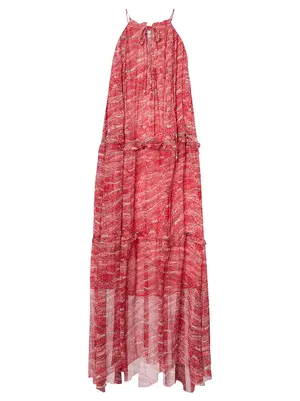 MARANT ETOILE Alita Chiffon Midi Dress - Red
