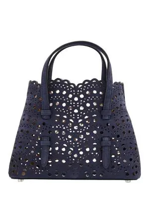 Alaïa ALAIA Mina 20 Perforated Suede Top-Handle Bag Dkblue