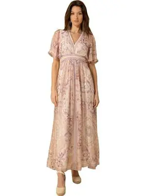 Hale Bob Jaliyah Chiffon Maxi Dress - Brown / Neutral