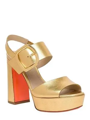 Santoni Bruxel Metallic Buckle Platform Sandals - Gold