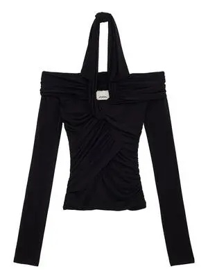 Isabel Marant Vonda Draped Jersey Top - Black
