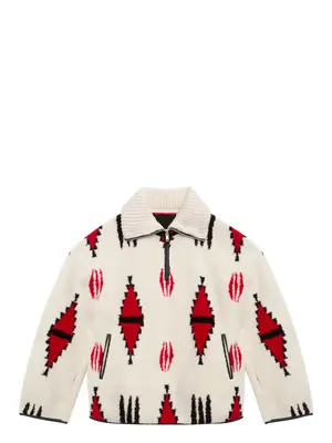 MARANT ETOILE Marner Fleece Coat Ecru/red