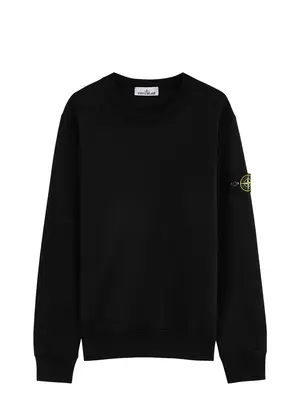 Stone Island Logo Cotton Sweatshirt - Black