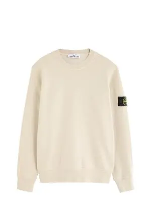 Stone Island Logo Cotton Sweatshirt - Sand