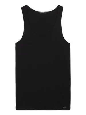 TOM FORD Ribbed Logo Jersey Tank - Black