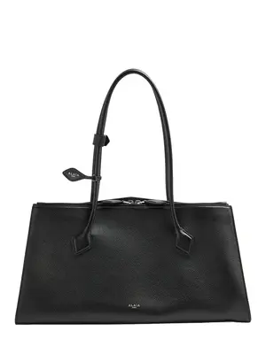 Alaïa Le Teckel Grained Leather Tote - Black