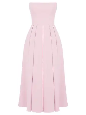 House Of Cb Contessa Strapless Corset Woven Midi Dress - Parisian Pink