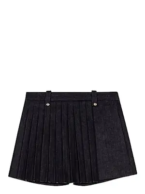 Maje Pleated Stretch-cotton Shorts - Noir / Gris