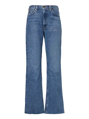 AGOLDE Leena Fringed-cuffs Straight-leg Mid-rise Jeans - Placebo (dk Vint Ind)
