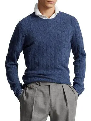 Polo Ralph Lauren Cashmere Cable-knit Crewneck Sweater - Rustic Navy Heather