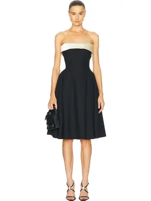 MIRROR PALAIS Strapless Lady Length Dress - Black & Pearl