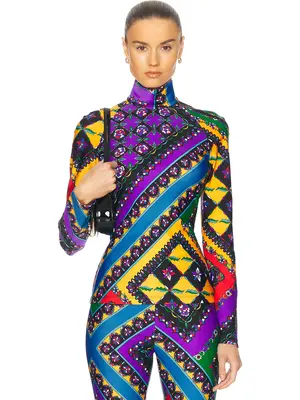 Emilio Pucci Long Sleeve Turtleneck Top - Viola & Rosso