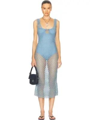 Escvdo Illapa Crochet Midi Dress - Light Blue