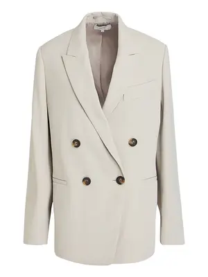 Vince Vince. Double-Breasted Crepe Blazer Beige