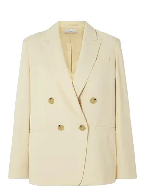 Vince Vince. Double-Breasted Crepe Blazer Cream