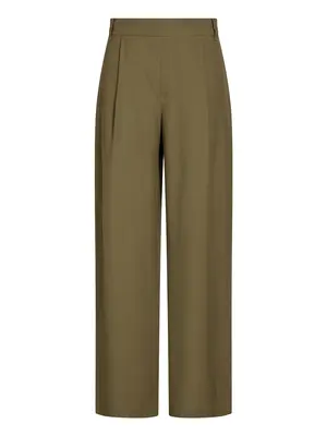 Vince Lyocell And Linen-blend Wide-leg Pants - Army Green